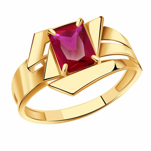 Кольцо Diamant online, золото, 585 проба, корунд, размер 19, красный, розовый