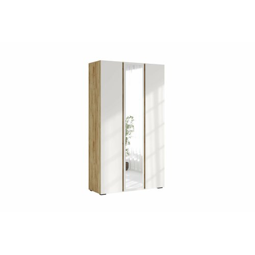 Шкаф Нонтон Ирма 3-х створчатый с зеркалом белый / дуб крафт золото 120x46x210 см