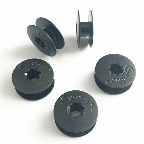 Комплект черных пластиковых шпуль (10 шт) для промышленных швейных машин JACK F4, 5550, JUKI 8100-8700, AURORA 8700.