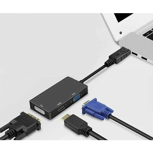 Переходник Display Port DP 20 pin - VGA, HDMI, DVI, черный