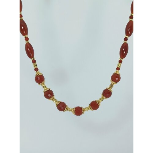 Комплект бижутерии Ожерелье " Сердолик": колье, размер колье/цепочки 50 см, коричневый, красный