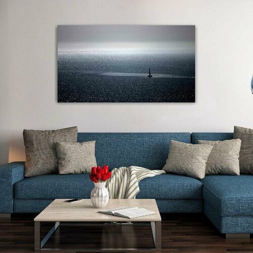Картина на холсте 60x110 LinxOne "Море парусник кораблик небо" интерьерная для дома / на стену / на кухню / с подрамником