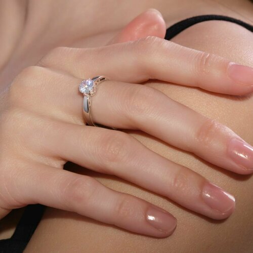 Перстень UVI Ювелирочка Серебряное кольцо с фианитом, серебро, 925 проба, родирование, фианит, бесцветный, серебряный