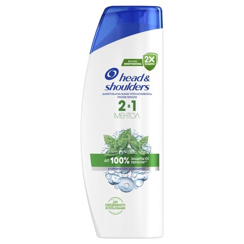 Head & Shoulders Head & Shoulders 2в1 Шампунь от перхоти мужской женский Ментол для жирной кожи головы / Хед энд Шолдерс, 360 мл