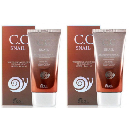 СС крем Ekel с улиточным муцином, SPF50+ PA+++, 50 мл, 2 шт