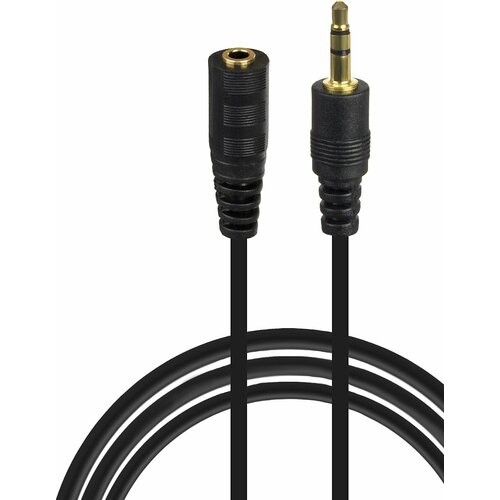 Noname Кабель AUX Jack 3.5mm папа/ мама Extension cable, 1.5м black (Черный)