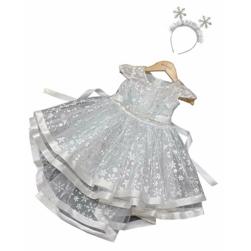 Карнавальный костюм детский Снежинка белая нарядная LU1709-1 InMyMagIntri 110-116cm
