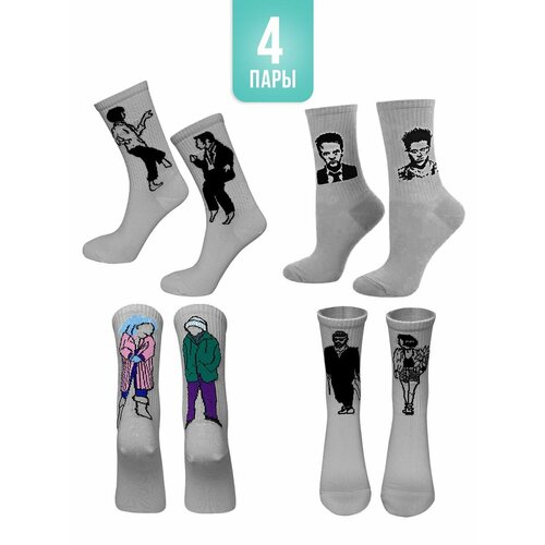 Носки Big Bang Socks, 4 пары, размер 40-44, серый