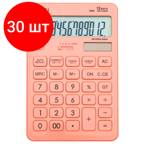 Комплект 30 штук, Калькулятор настольный полноразмерный Deli Touch EM01541 красный 12-разр