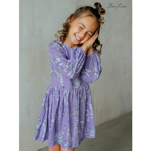Платье Sova Lina, размер 122, фиолетовый