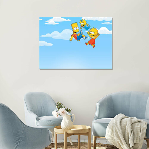 Интерьерная картина на холсте - Симпсоны Simpsons В облаках 40х60