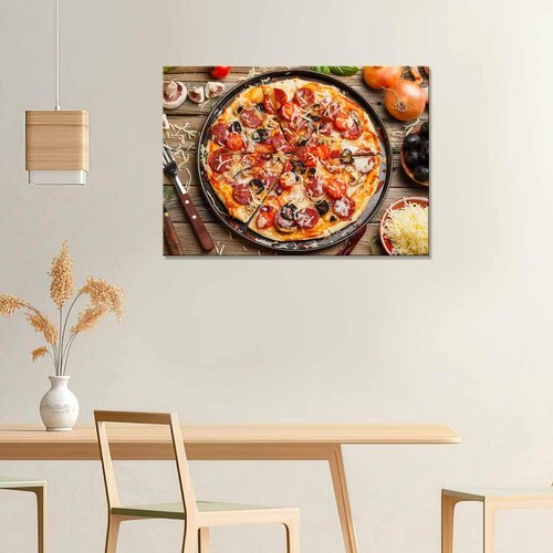 Картина/Картина на холсте для интерьера/Картина на стену/Картина для кухни/ - Аппетитная пицца(4) 60х80