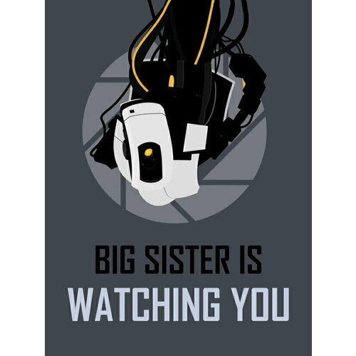 Плакат, постер на бумаге Portal 2-Big Sister Is Watching You/игровые/игра/компьютерные герои персонажи. Размер 60 х 84 см