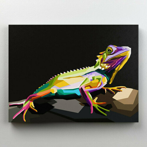 Интерьерная картина на холсте "Постеры в стиле поп-арт - ящерица" размер 30x22 см
