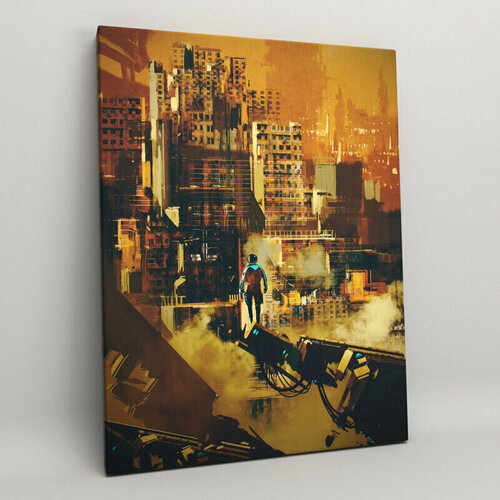 Картина на холсте (интерьерный постер) "Город печального будущего", с деревянным подрамником, размер 30x40 см