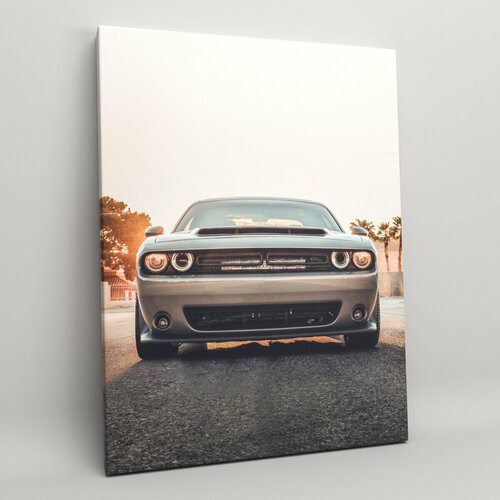 Картина на холсте (интерьерный постер) "Додж Челленджер" машины и автомобили, с деревянным подрамником, размер 30x40 см