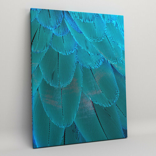 Картина на холсте (интерьерный постер) "Голубые перья", с деревянным подрамником, размер 30x40 см