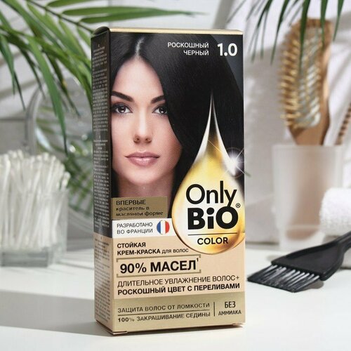 Стойкая крем-краска для волос серии Only Bio COLOR тон 1.0 роскошный черный, 115 мл (комплект из 6 шт)