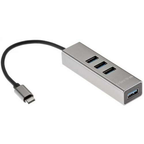 Концентратор USB Type-C TELECOM TA310C 4 х USB 3.0 серебристый