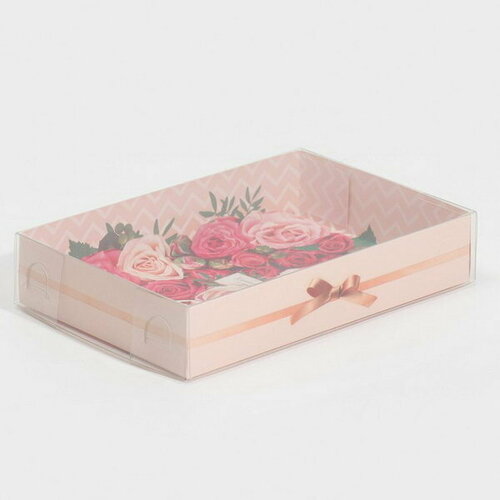 Коробка для макарун с подложками с PVC крышкой, кондитерская упаковка "Хорошего дня!", 17 x 12 x 3.5 см, 5 шт.
