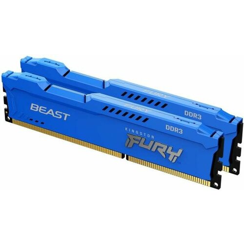 Оперативная память для компьютера 16Gb (2x8Gb) PC3-12800 1600MHz DDR3 DIMM CL10 Kingston FURY Beast Blue (KF316C10BK2/16)