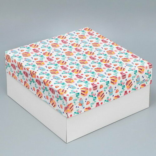 Коробка под торт, кондитерская упаковка "Сладости", 31 x 31 x 15 см, 5 шт.