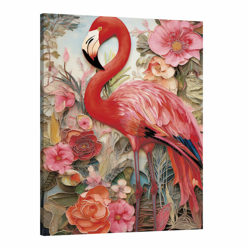 Интерьерная картина 50х70 "Розовое великолепие фламинго"