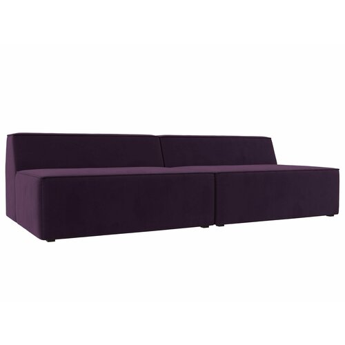 Прямой модульный диван Монс, Велюр фиолетовый и черный