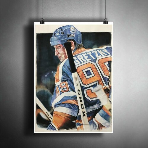 Постер плакат "Канадский хоккеист Уэйн Дуглас Гретцки (Wayne Gretzky)" / Декор для дома, офиса, комнаты, квартиры, детской A3 (297 x 420 мм)