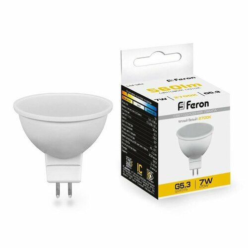 FERON Лампа светодиодная FERON, 7 Вт, G5.3, 2700 К, теплый белый