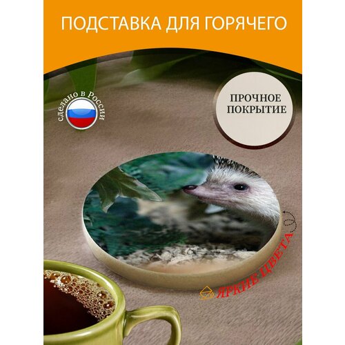 Подставка под горячее "Еж, грызун, завод" 10 см. из блого мрамора
