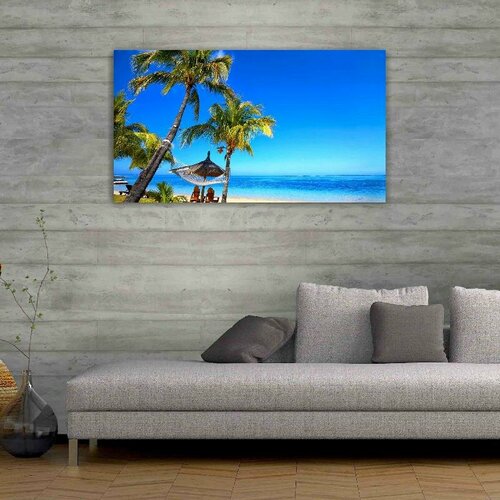 Картина на холсте 60x110 LinxOne "Tropical hammock paradise" интерьерная для дома / на стену / на кухню / с подрамником