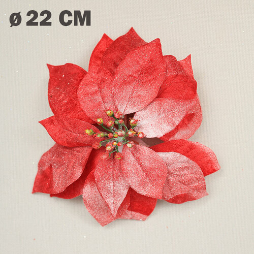 Цветок искусственный декоративный новогодний, d 22 см, цвет вишневый