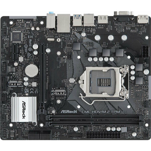 Asrock Материнская плата Asrock CML-HDV/M.2 TPM R2.0 Soc-1200 Intel H370 2xDDR4 mATX AC`97 8ch(7.1) GbLAN+VGA+HDMI+DP