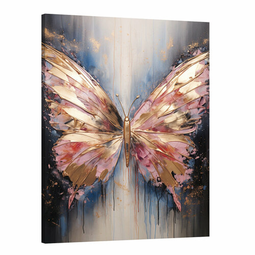 Интерьерная картина 50х70 "Бабочка в розовом золоте"