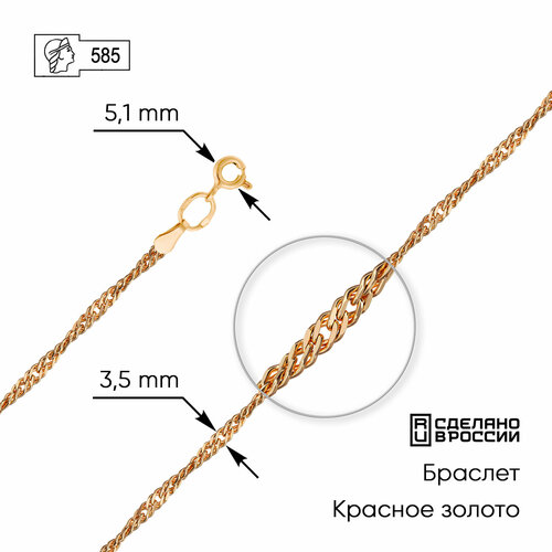 Браслет-цепочка ZOLOTO.GOLD, золото, 585 проба, длина 19 см.