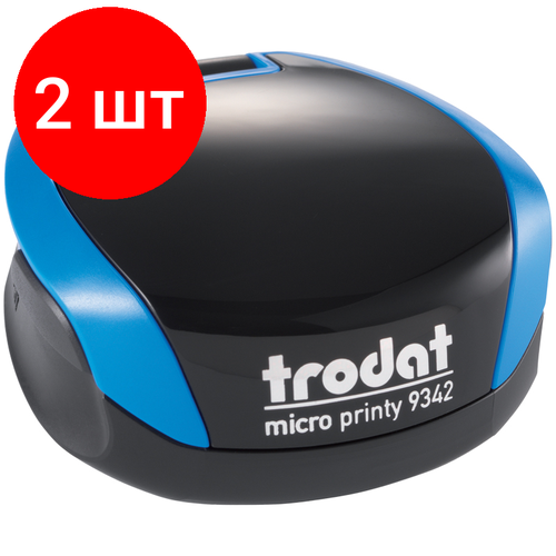Комплект 2 шт, Оснастка для печати карманная Trodat Micro Printy, Ø42мм, пластмассовая, синяя (163187)