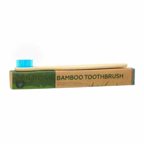 Зубная щетка бамбуковая жесткая в коробке, синяя (комплект из 38 шт)