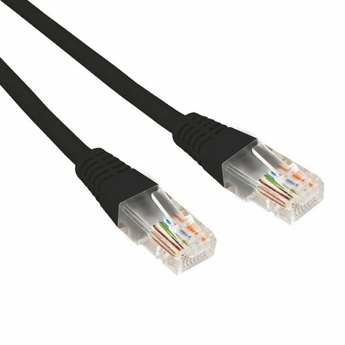 Патч-корд U/UTP, CAT 5e, RJ45-RJ45, 26AWG, LSZH, черный, 0,5м REXANT, цена за 1 шт