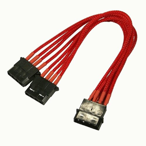 Разветвитель Nanoxia NX4PY2ER 4-pin MOLEX в 2 х 4-pin MOLEX, 20 см, индивидуальная оплетка, красный