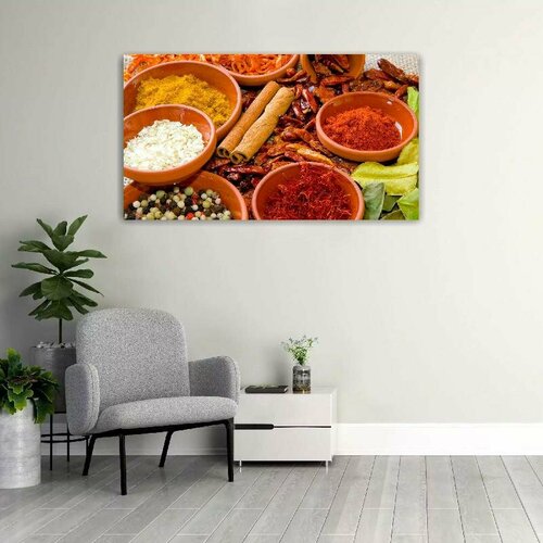 Картина на холсте 60x110 LinxOne "Еда крупы приправы пряности" интерьерная для дома / на стену / на кухню / с подрамником