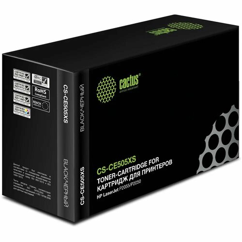 Картридж лазерный Cactus CS-CE505XS CE505X черный (6500стр.) для HP LaserJet P2050 LaserJet P2055 La