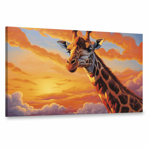 Интерьерная картина 100х60 "Жираф в рассвете"