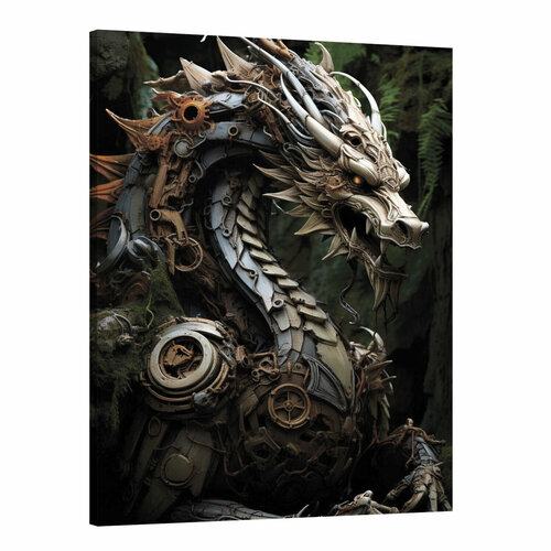 Интерьерная картина 50х70 "Живой деревянный дракон"