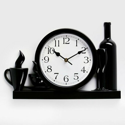Часы настенные, серия: Кухня "Вино или кофе?", плавный ход, 26.5 х 40.5 см, циферблат 20 см (комплект из 2 шт)
