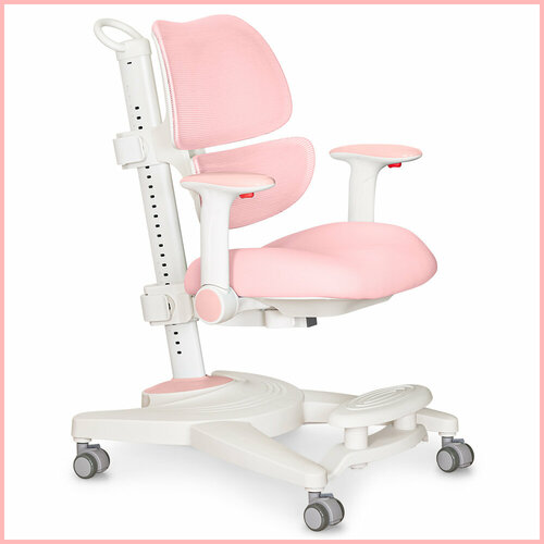 Растущее детское кресло для школьника Ergokids Space Air Pink (арт. Y-609 KP) для обычных и растущих парт с подлокотниками, подставкой для ног и чехлом