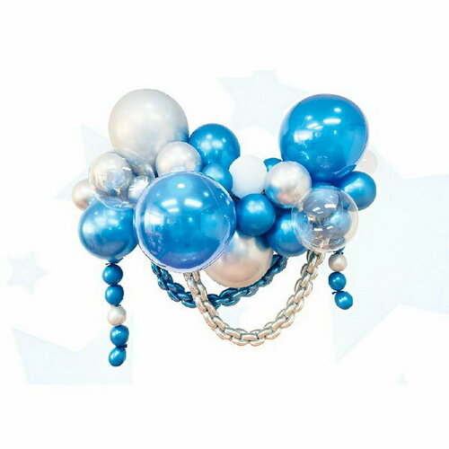 Набор для создания композиций из воздушных шаров, набор 52 шт, синий, серебро