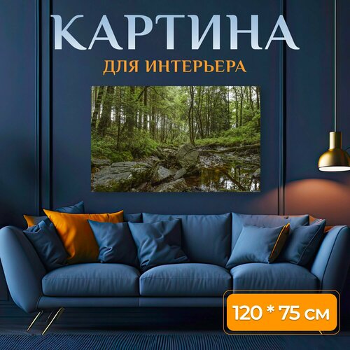 Картина на холсте "Лес, природа, пейзаж" на подрамнике 120х75 см. для интерьера