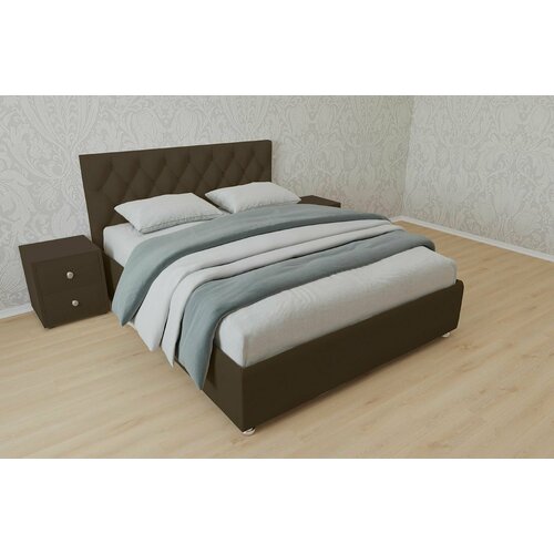 Двуспальная кровать Версаль 160x200 основание металлическое с ламелями велюр коричневый без ножек
