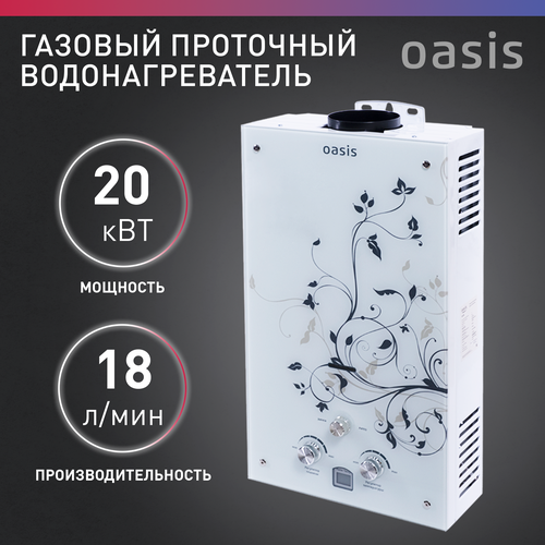 Проточный газовый водонагреватель Oasis Glass 20, светло-серый